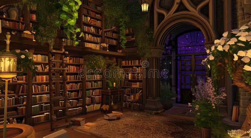 Enchanted Library Haven with Countless Books. Generative Ai Stock ...