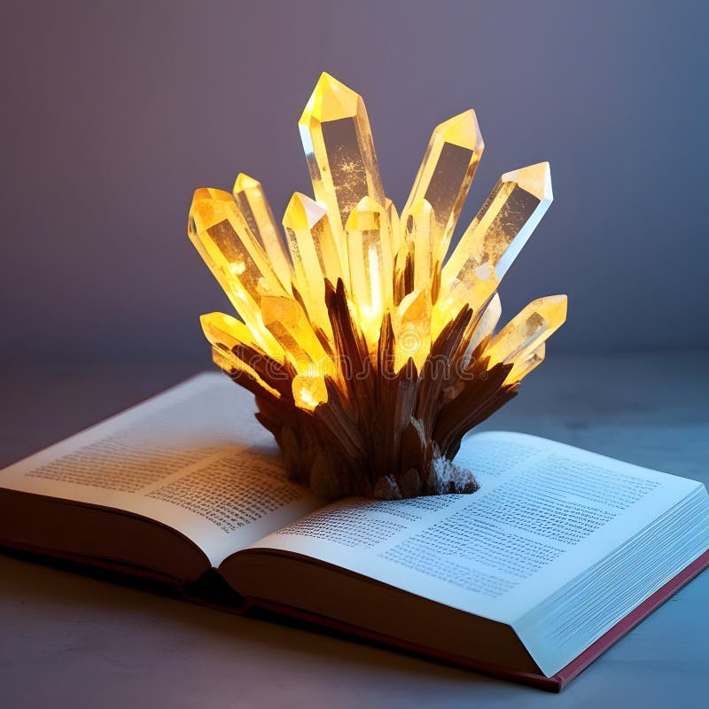 Enchanted Light Crystals Bloom from Ancient Book for Fairytale Concept ...
