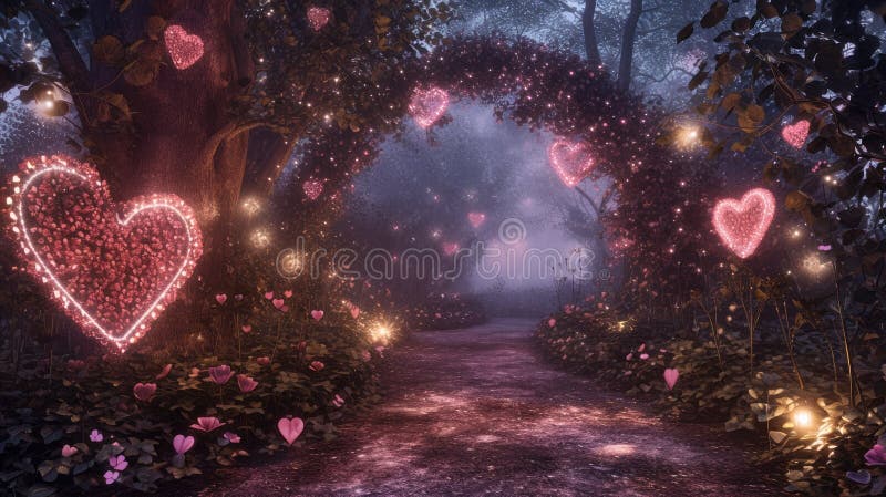 Enchanted Love Forest in Valentines Day Pragma Stock Photo - Image of ...