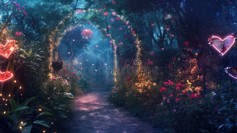 Enchanted Love Forest in Valentines Day Pragma Stock Photo - Image of ...
