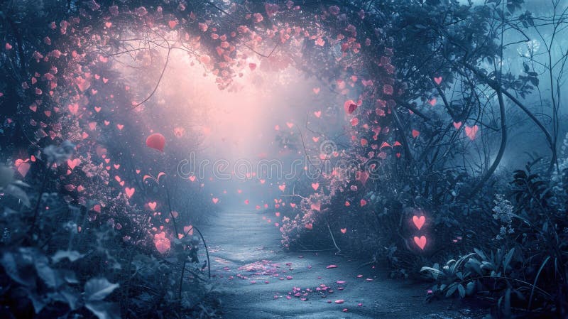 Enchanted Love Forest in Valentines Day Pragma Stock Photo - Image of ...