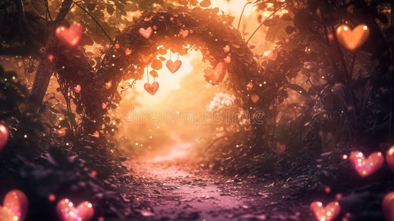 Enchanted Love Forest in Valentines Day Pragma Stock Photo - Image of ...