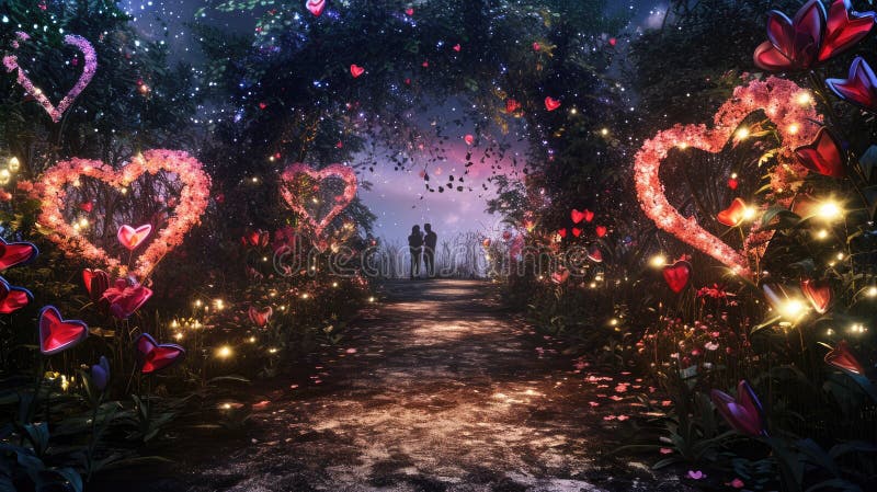 Enchanted Love Forest in Valentines Day Pragma Stock Photo - Image of ...