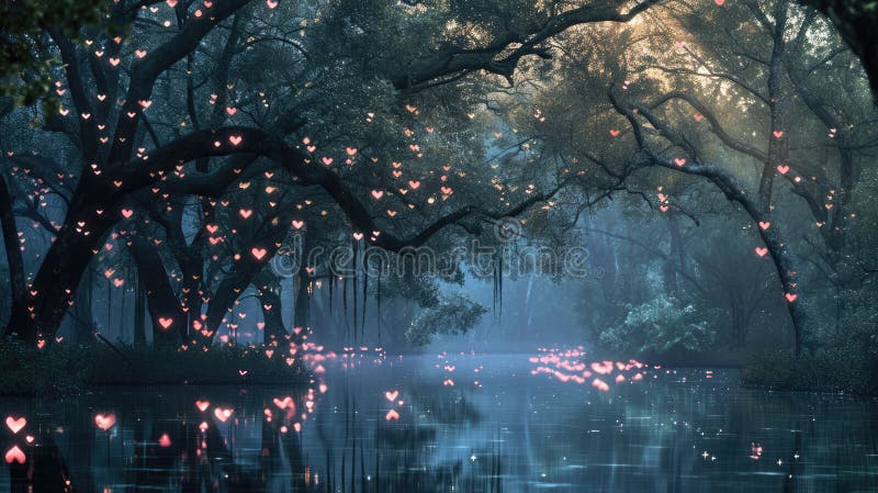 Enchanted Love Forest in Valentines Day Pragma Stock Photo - Image of ...