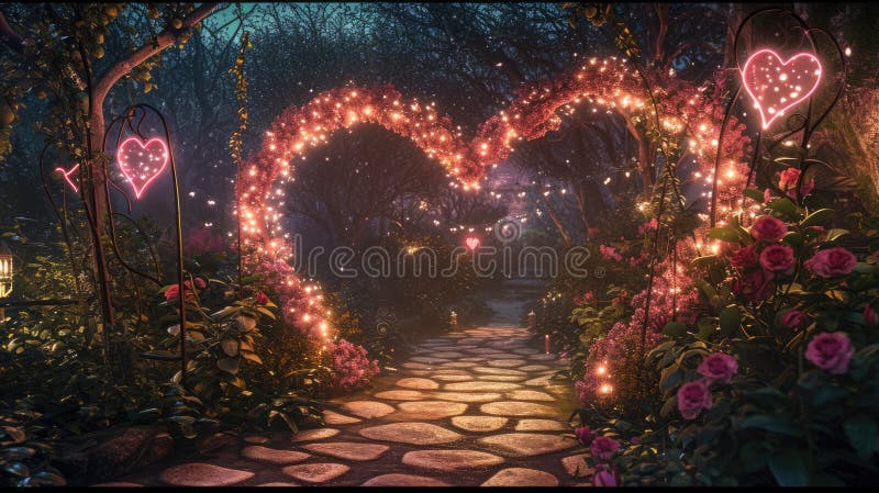 Enchanted Love Forest in Valentines Day Pragma Stock Photo - Image of ...