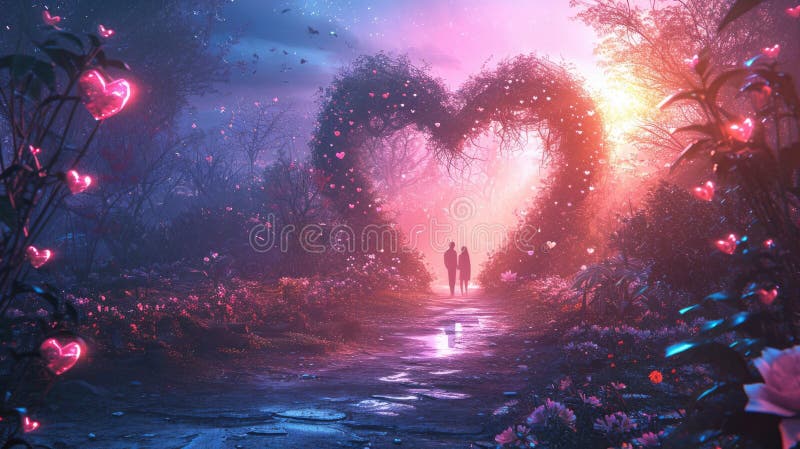 Enchanted Love Forest in Valentines Day Pragma Stock Photo - Image of ...