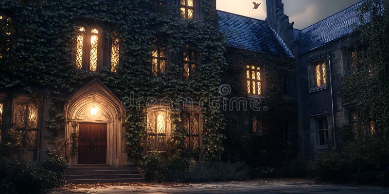 Enchanted Mansion Night Scene Gothic Architecture Background Wallpaper ...