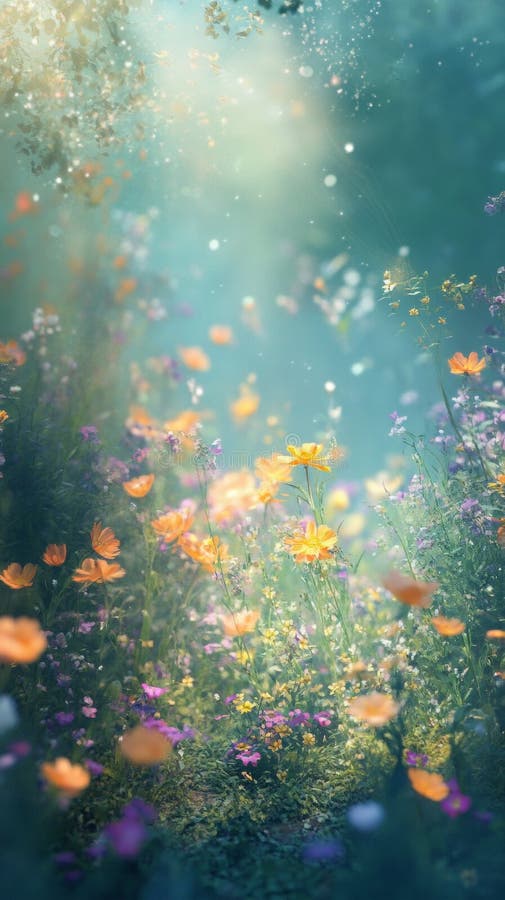 Enchanted Meadow Flowers: a Vibrant Floral Display Stock Illustration ...