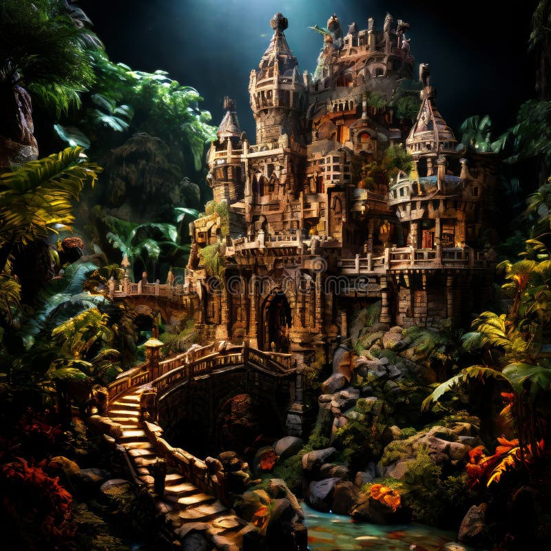 Enchanted Medieval Castle Hidden in a Mysterious Forest Stock Image ...