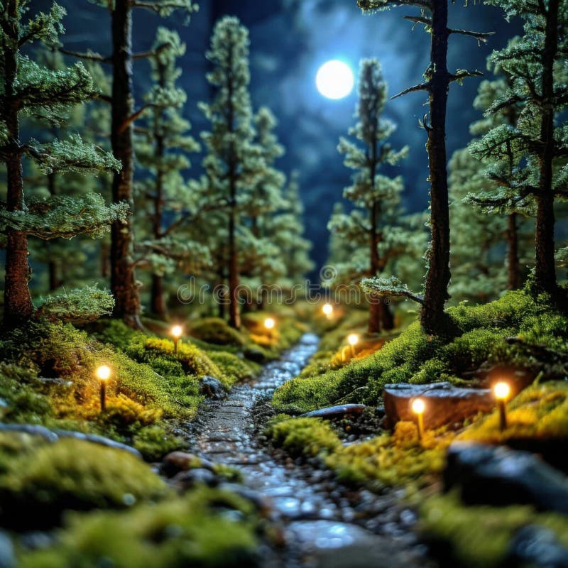 Enchanted Miniature Forest stock illustration. Illustration of plant ...