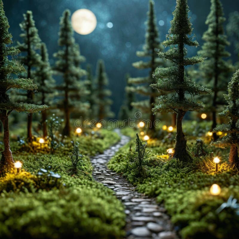 Enchanted Miniature Forest stock illustration. Illustration of tiny ...