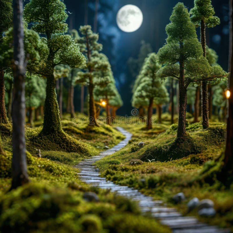 Enchanted Miniature Forest stock illustration. Illustration of magic ...