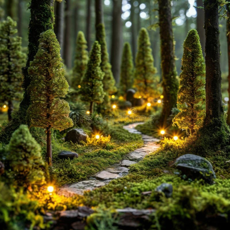 Enchanted Miniature Forest stock illustration. Illustration of patterns ...