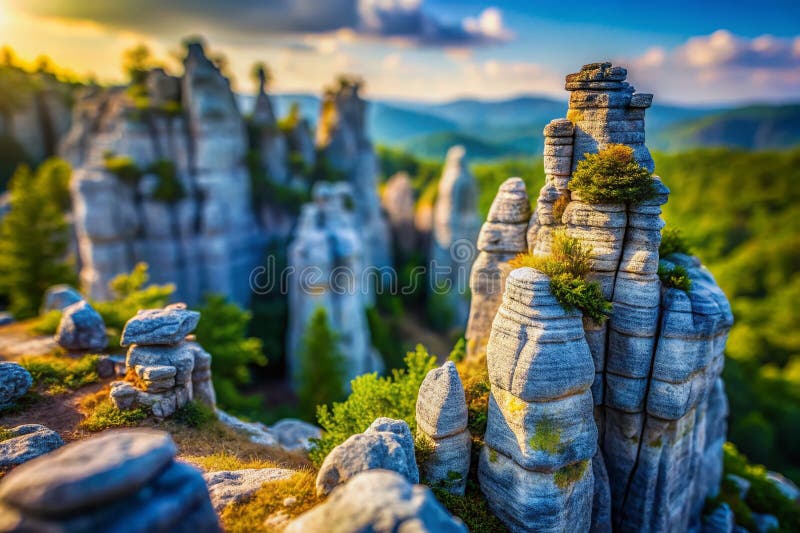 Enchanted Miniature Limestone Cliffs a TiltShift Perspective on a ...