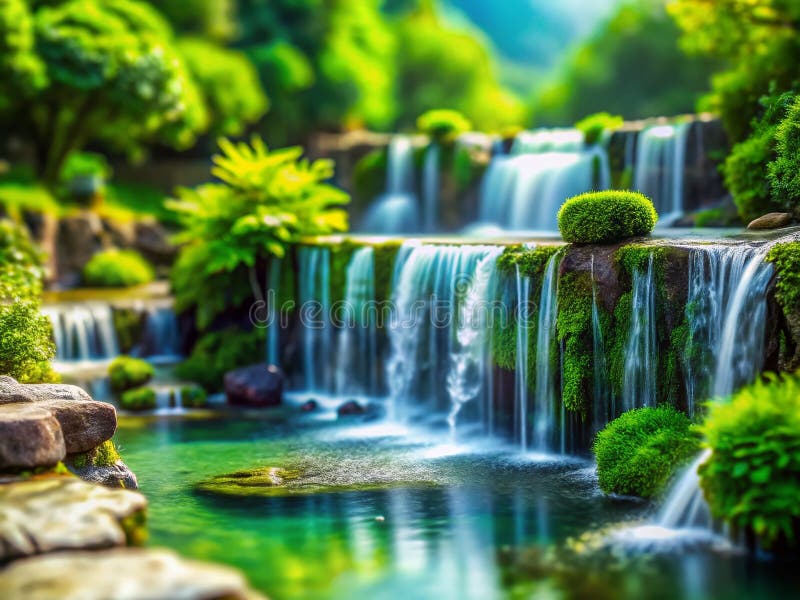 Enchanted Miniature Stream a Serene TiltShift Landscape Capturing the Delicate Dance of Water in ...