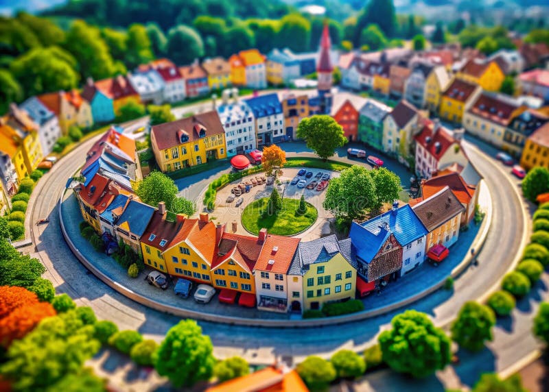 Enchanted Miniature World a TiltShift Photography Loop of a Circular Landscape Featuring a ...