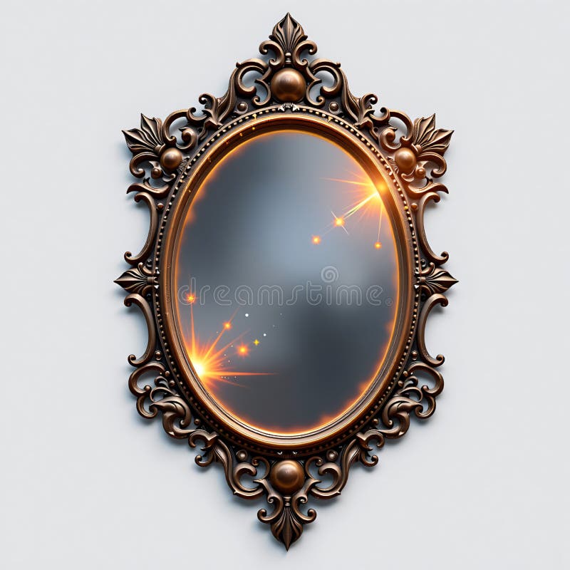 Enchanted Mirror with Glowing Frame and Mystical Patterns Stock ...