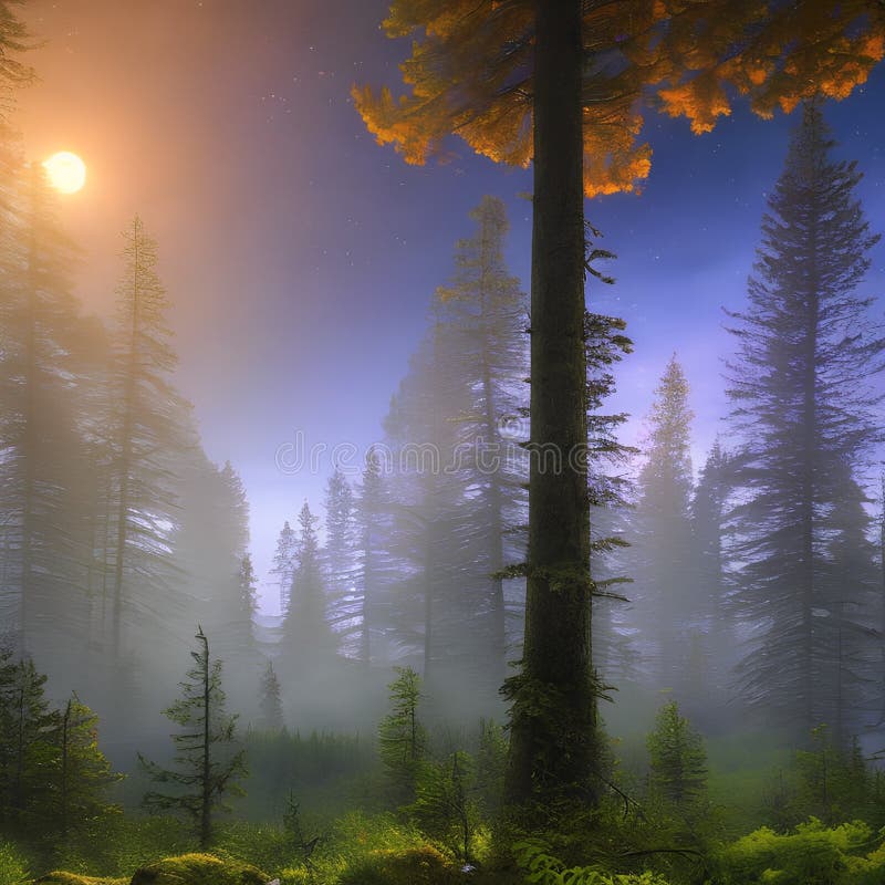 Moonlit Forest Stock Illustrations – 726 Moonlit Forest Stock ...