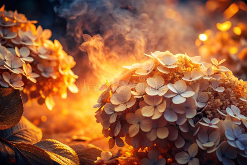 Enchanted Morning Hydrangea Blossoms Cascade in Misty Light Whispering ...