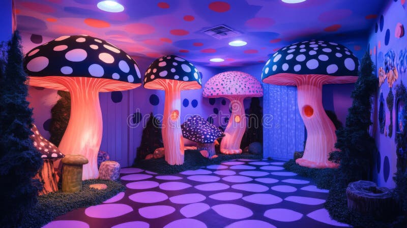 Enchanted Mushroom Forest Installation Art Stock Illustration ...