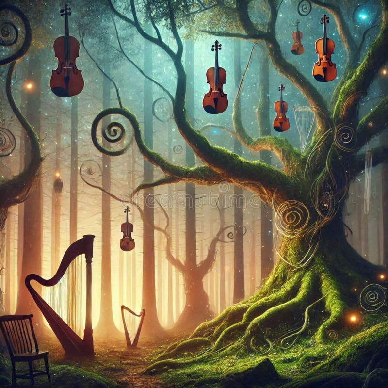 Enchanted Music Forest stock image. Image of musical - 356897529