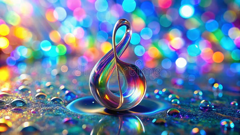 Enchanted Musical Note Above an Iridescent Surface a Surreal Abstract ...