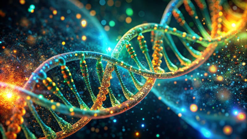 Enchanted Neon DNA Helix a Vibrant 3D Visualization of the Genetic Code ...