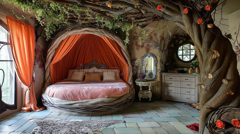 Enchanted Nest Room Design stock illustration. Illustration of warm ...