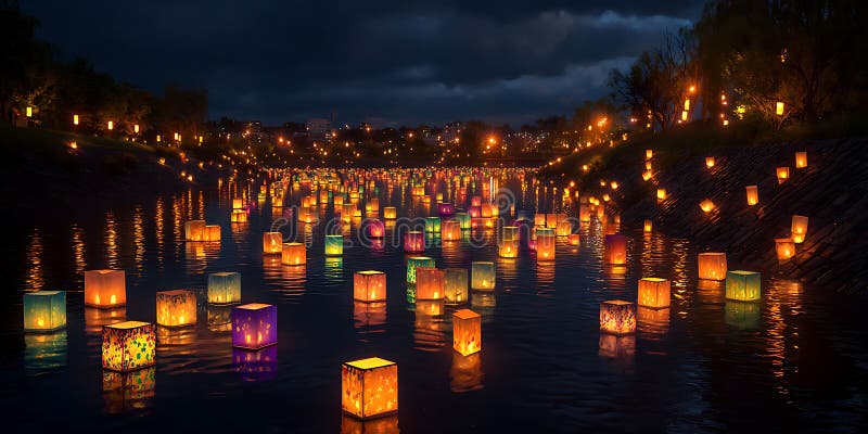 Enchanted Night Hundreds of Glowing Lanterns Illuminate the Darkness ...