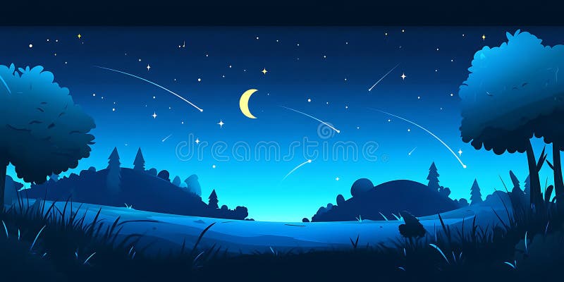 Enchanted Night Scene Magical Moonlit Landscape Background Stock Photo ...