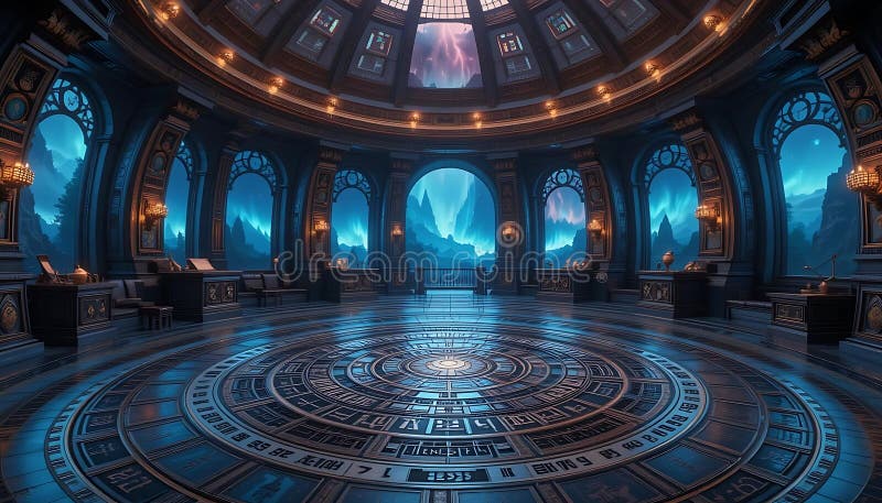 Enchanted Observatory: a Mystical Round Room with Celestial Views Stock ...