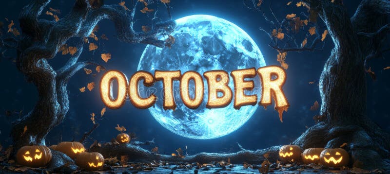 Enchanted October Ethereal Lettering and Spooky Forest Scene ...