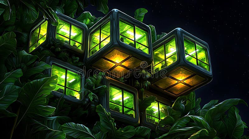 Enchanted Offices in a Magical Forest Setting Stock Illustration ...