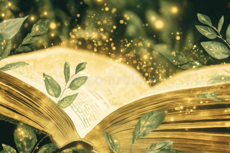 Magic Fantasy Glowing Leaves in Dark Forest at Night Stock Image ...