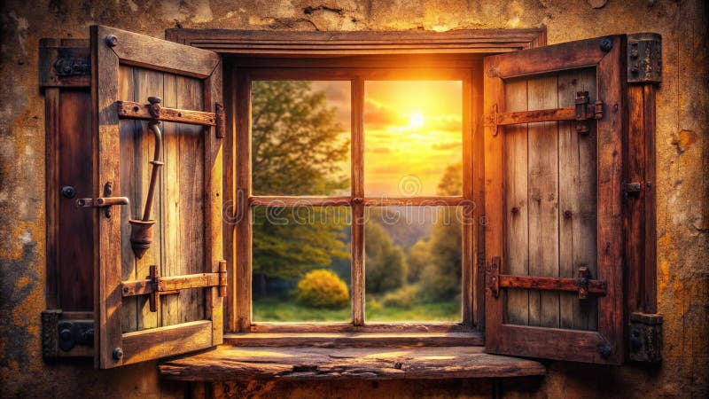 Enchanted Open Window a Vintage Ornate Frame Reveals a Mystical Scene ...