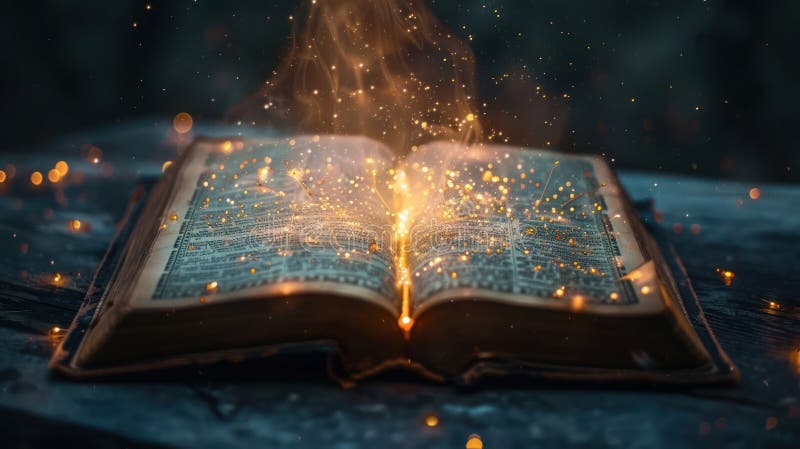 Enchanted Pages: Illuminated Magic Book Stock Illustration ...