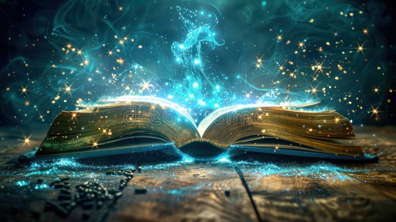 Enchanted Pages: a Sparkling Open Magic Book Stock Illustration ...