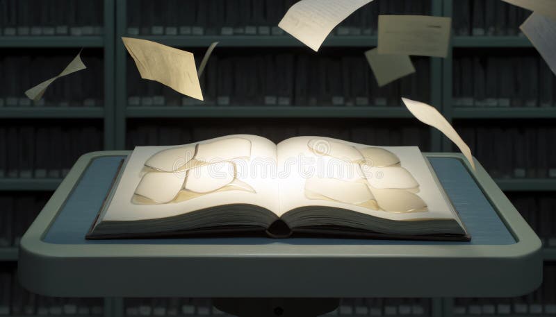 Enchanted Pages Turning in a Mystical Library at Twilight Hour Stock ...
