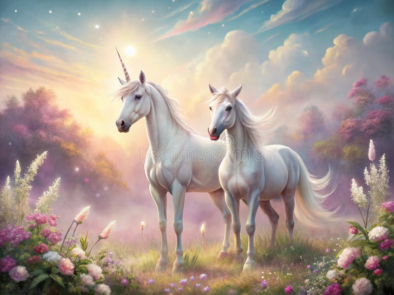 Enchanted Pastel Unicorn Landscape a Serene Scene Capturing the Rule of ...