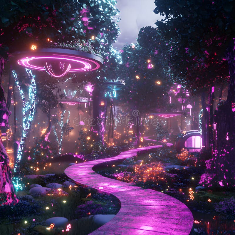 Enchanted Path: a Glowing Path Winds through a Magical Forest ...