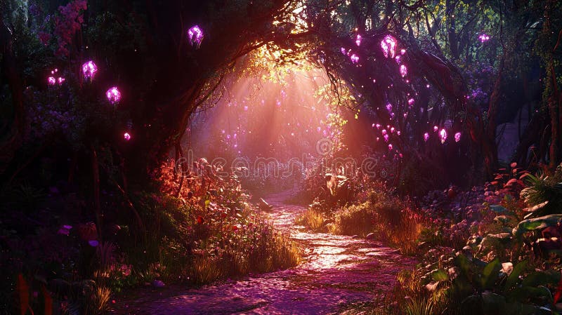 Enchanted Path through a Magical Forest.. Stock Photo - Image of ...