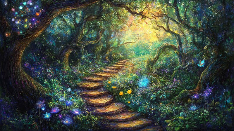 Enchanted Path through a Magical Forest.. Stock Image - Image of forest ...