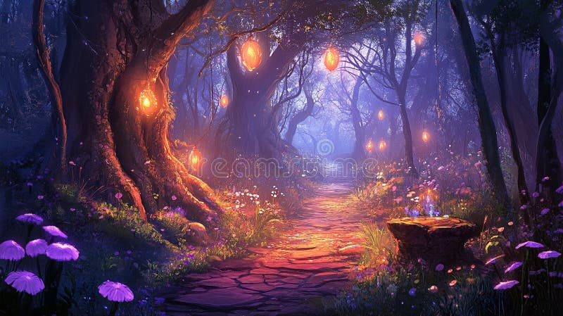 Enchanted Path through a Magical Forest.. Stock Image - Image of forest ...