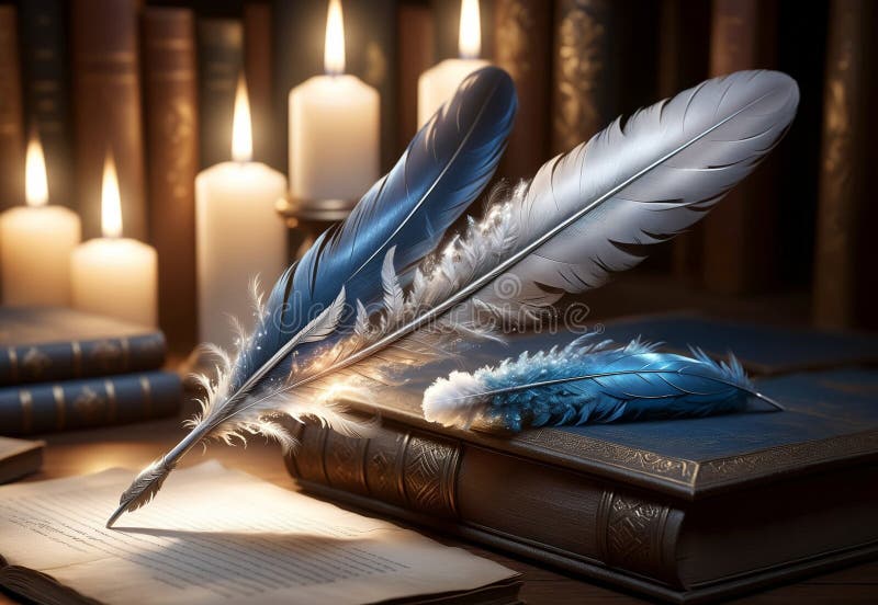 Enchanted Pen and Old Books in an Old Study Stock Image - Image of ...