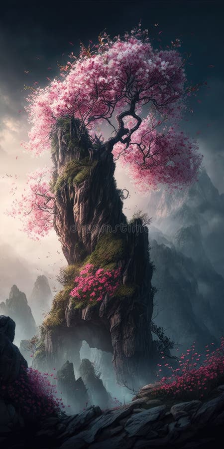 Enchanted Pink Cherry Blossom Tree in Cinematic Realism for Posters and ...