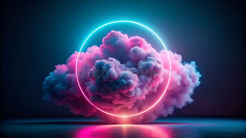 Enchanted Pink Neon Cloud Dreamscape a WideAngle 3D Render Exploring ...