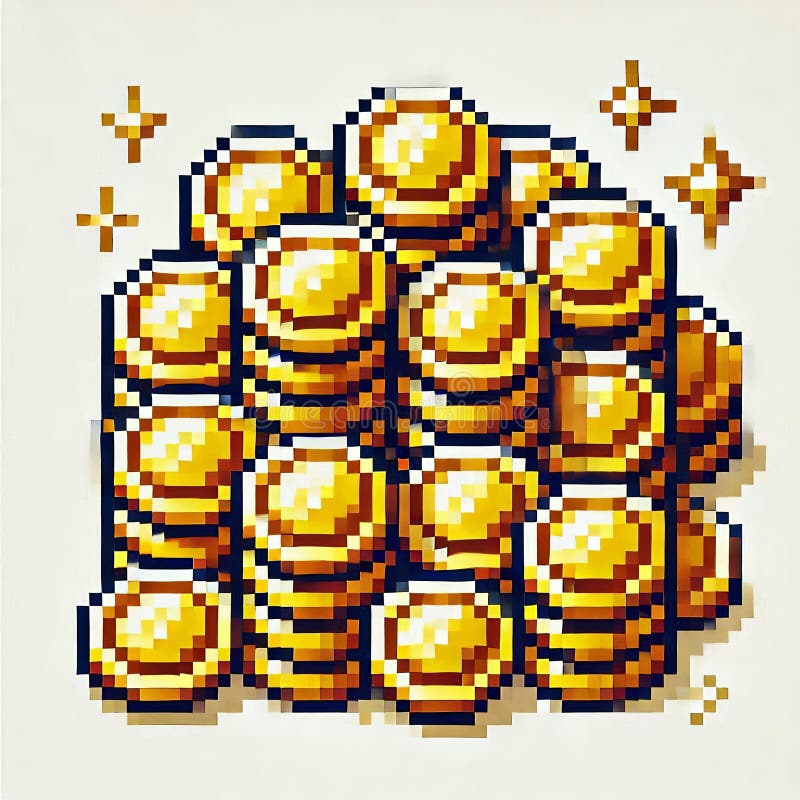 Enchanted Pixel Treasure Hoard Stock Illustration - Illustration of ...