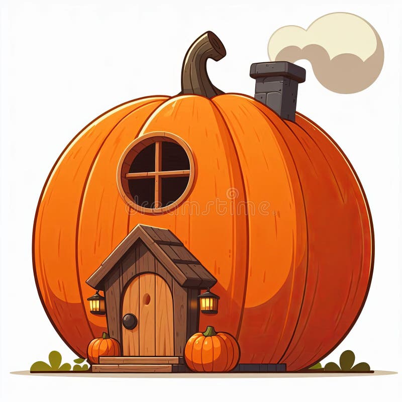 Enchanted Pumpkin Hut stock illustration. Illustration of cute - 363515851