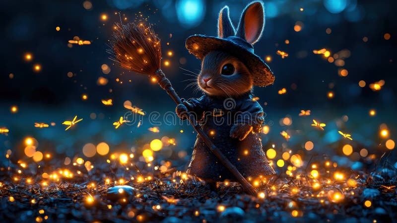 The Enchanted Rabbit stock illustration. Illustration of woods - 335738261
