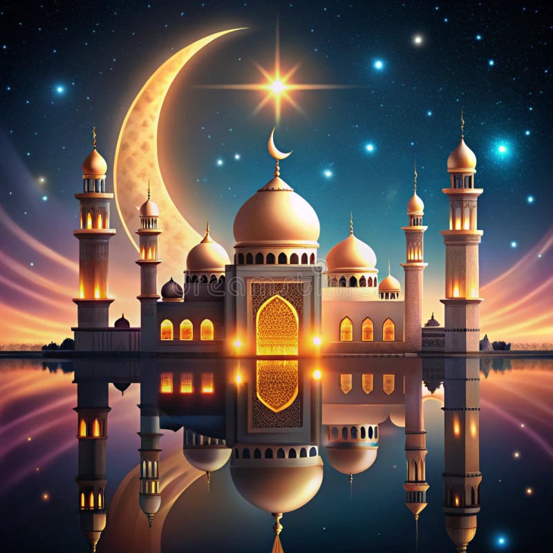 Enchanted Ramadan Reflection Icon Stock Illustration - Illustration of ...